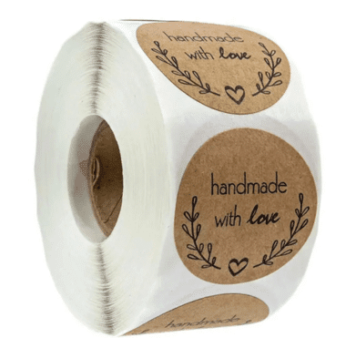 Kraft lipdukai "handmade with love", 500 vnt - Pakobazė